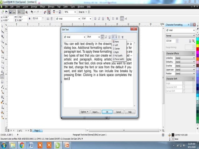 -Working with Text in Corel Draw | PPTX