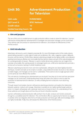 Unit 30 advertisement_production_for_television-1 | PDF
