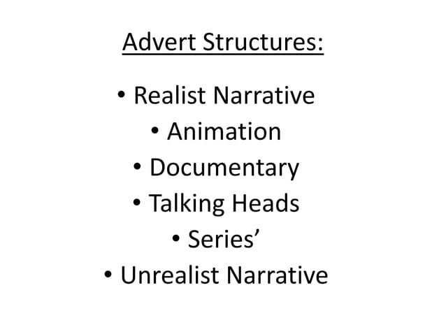 Creative Media BTEC- Unit 30, Assignment 1 Advert Structures | PPT