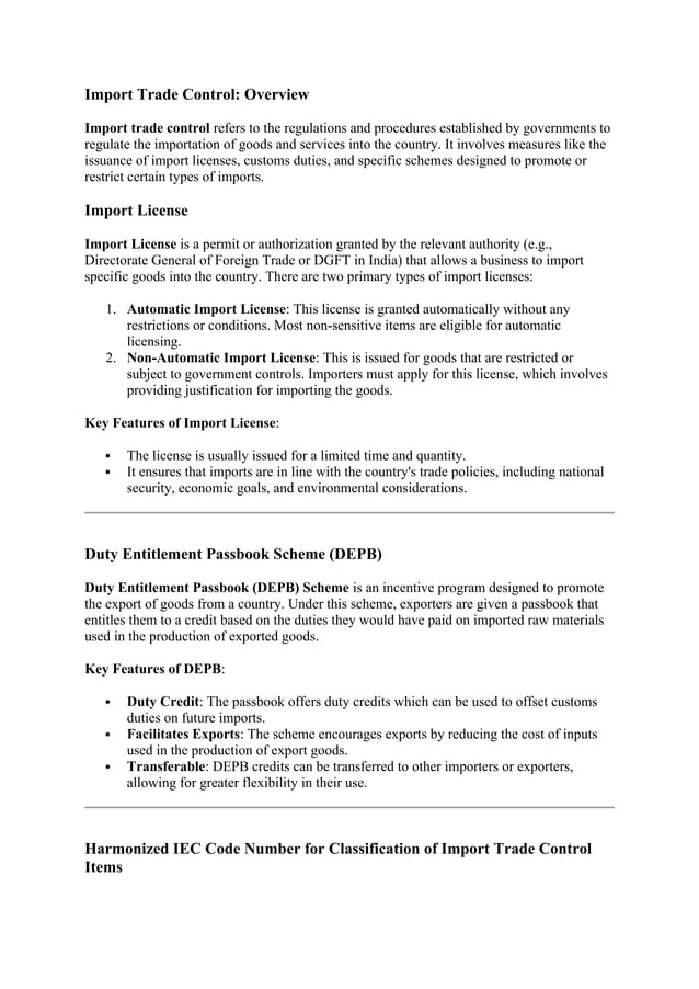 Import License is a permit or authorization granted by the relevant ...