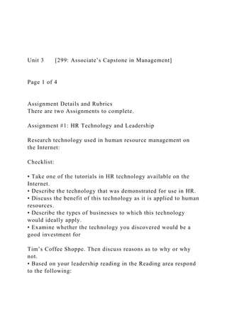 Unit 3 [299 Associate’s Capstone in Management] P.docx