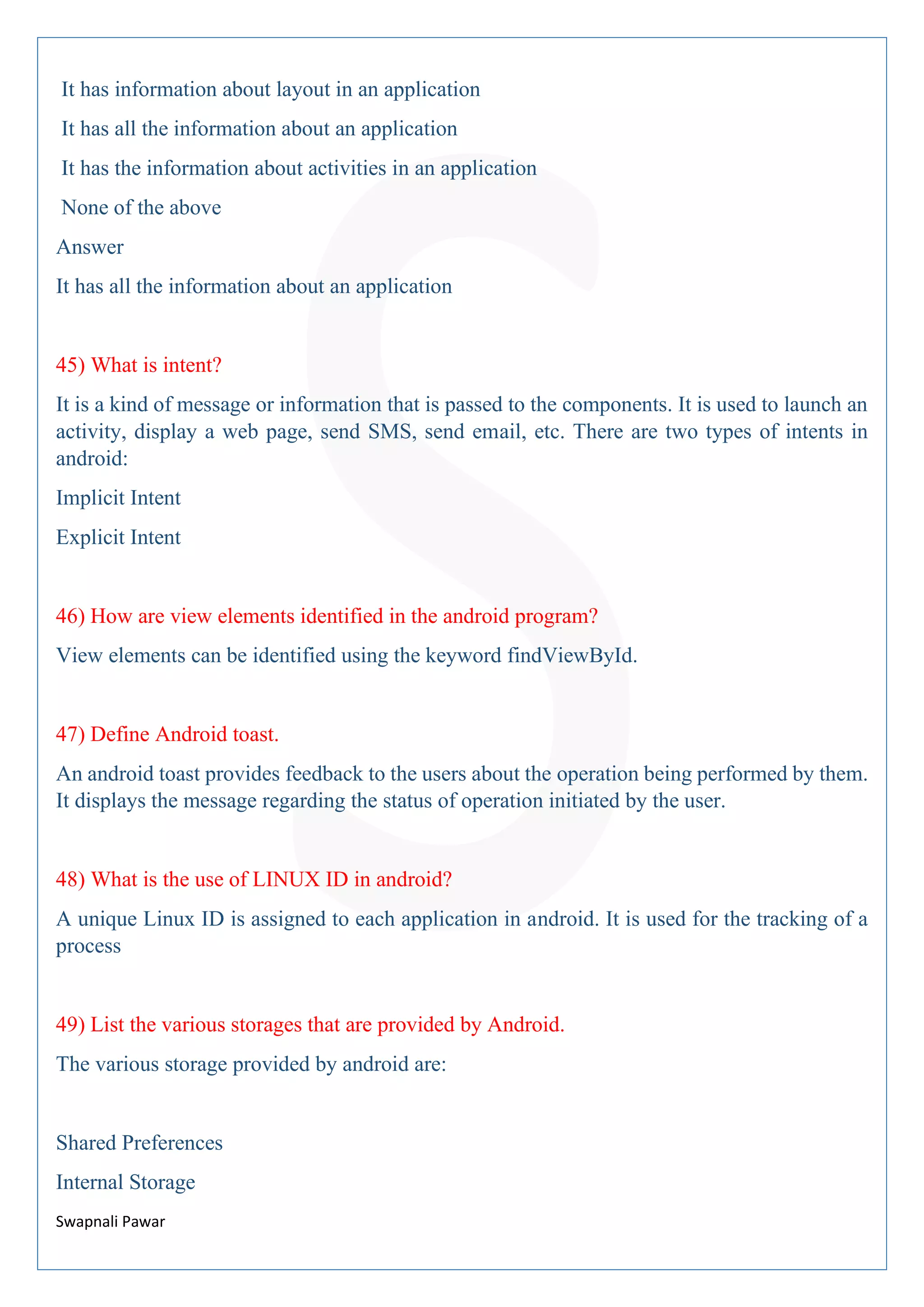 Unit 3 introduction to android | PDF | Programming Languages | Computing