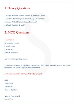 Unit 3 introduction to android | PDF | Programming Languages | Computing