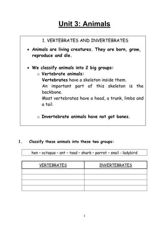 Unit 3 animals | PDF