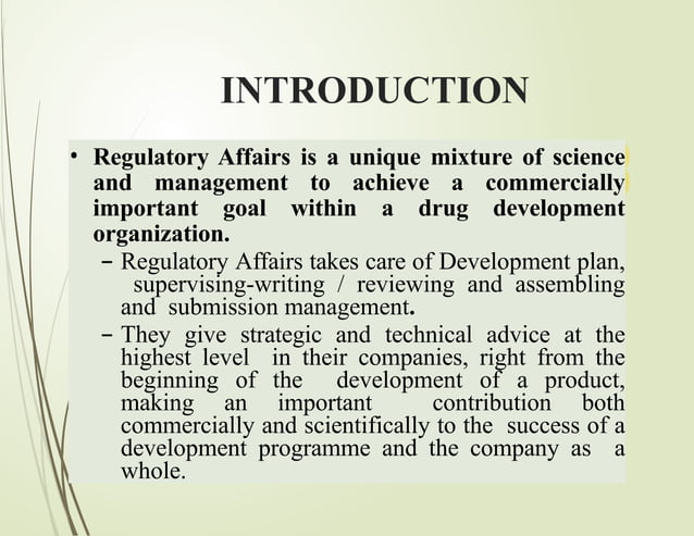 AN OVERVIEW ON REGULATORY AFFAIRS. pptx | PPTX