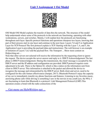 Unit 3 Assignment 1 Osi Model | PDF