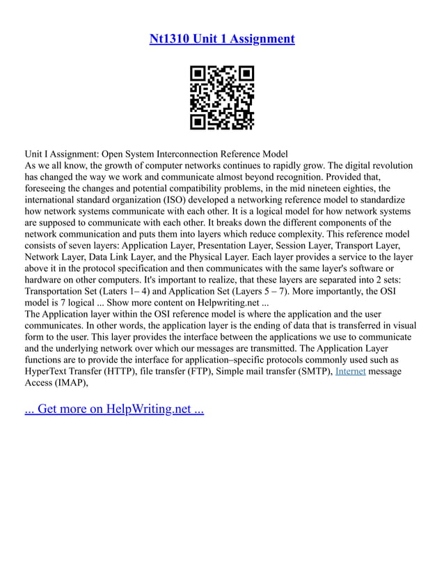 Unit 3 Assignment 1 Osi Model | PDF | Computing | Technology & Computing
