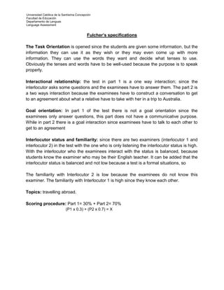 Design of a speaking test | DOCX