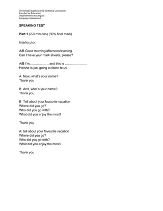 Design of a speaking test | DOCX