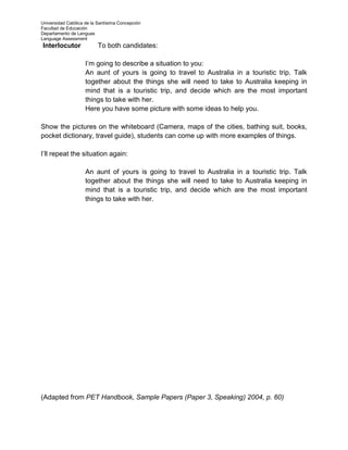 Design of a speaking test | DOCX