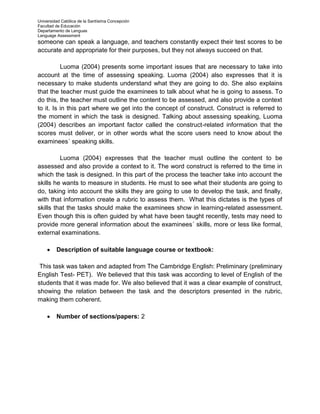 Design of a speaking test | DOCX