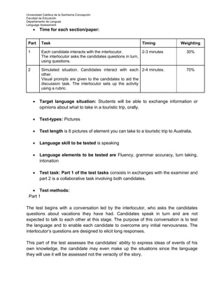Design of a speaking test | DOCX | Standardized Testing | Educational ...