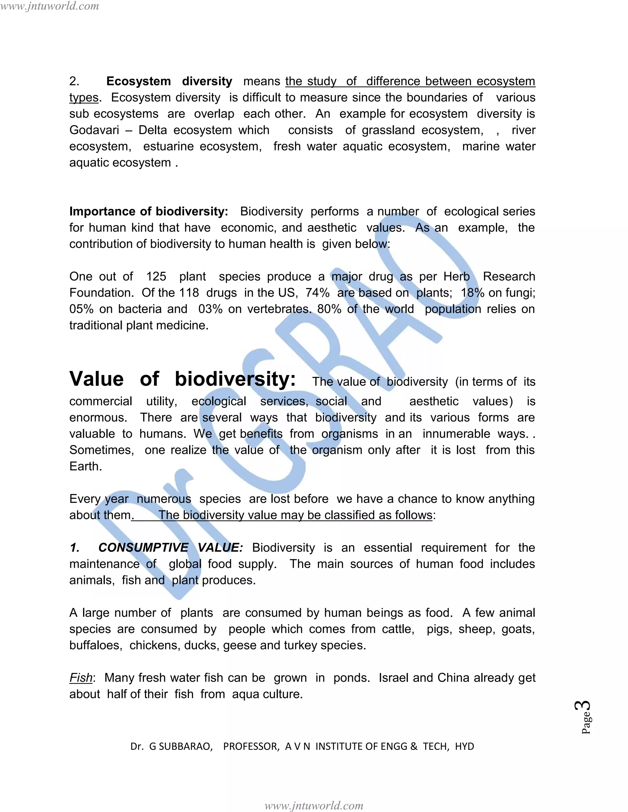 Unit 3 biodiversity | PDF | Geography | Science
