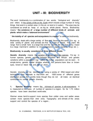 Unit 3 biodiversity | PDF | Geography | Science