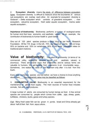 Unit 3 biodiversity | PDF