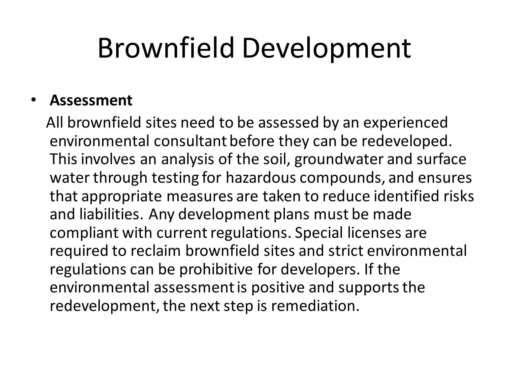 BROWNFIELD DEVELOPMENT AND TECHNIQUES TO BE FOLLOWED | PDF