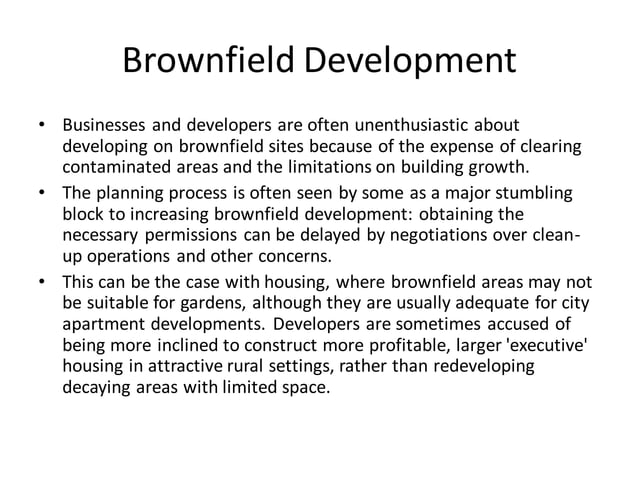BROWNFIELD DEVELOPMENT AND TECHNIQUES TO BE FOLLOWED | PDF ...