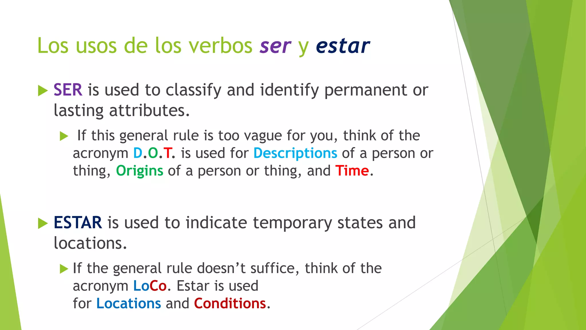 Unit 3 b ser vs. estar | PPT