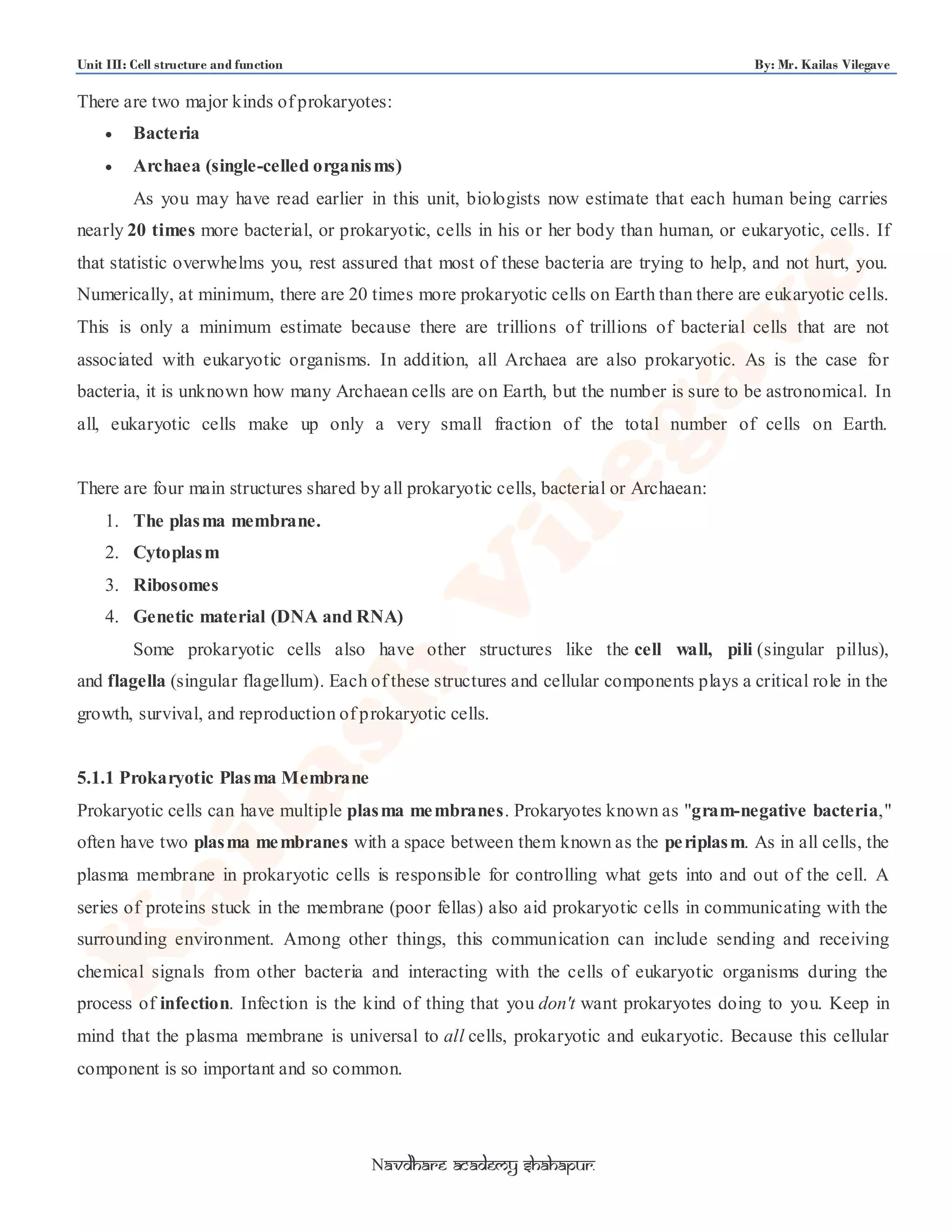 Unit 3 by kailash sir cell structure & function kp | PDF