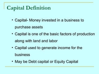 Unit 3 capital of company | PPT