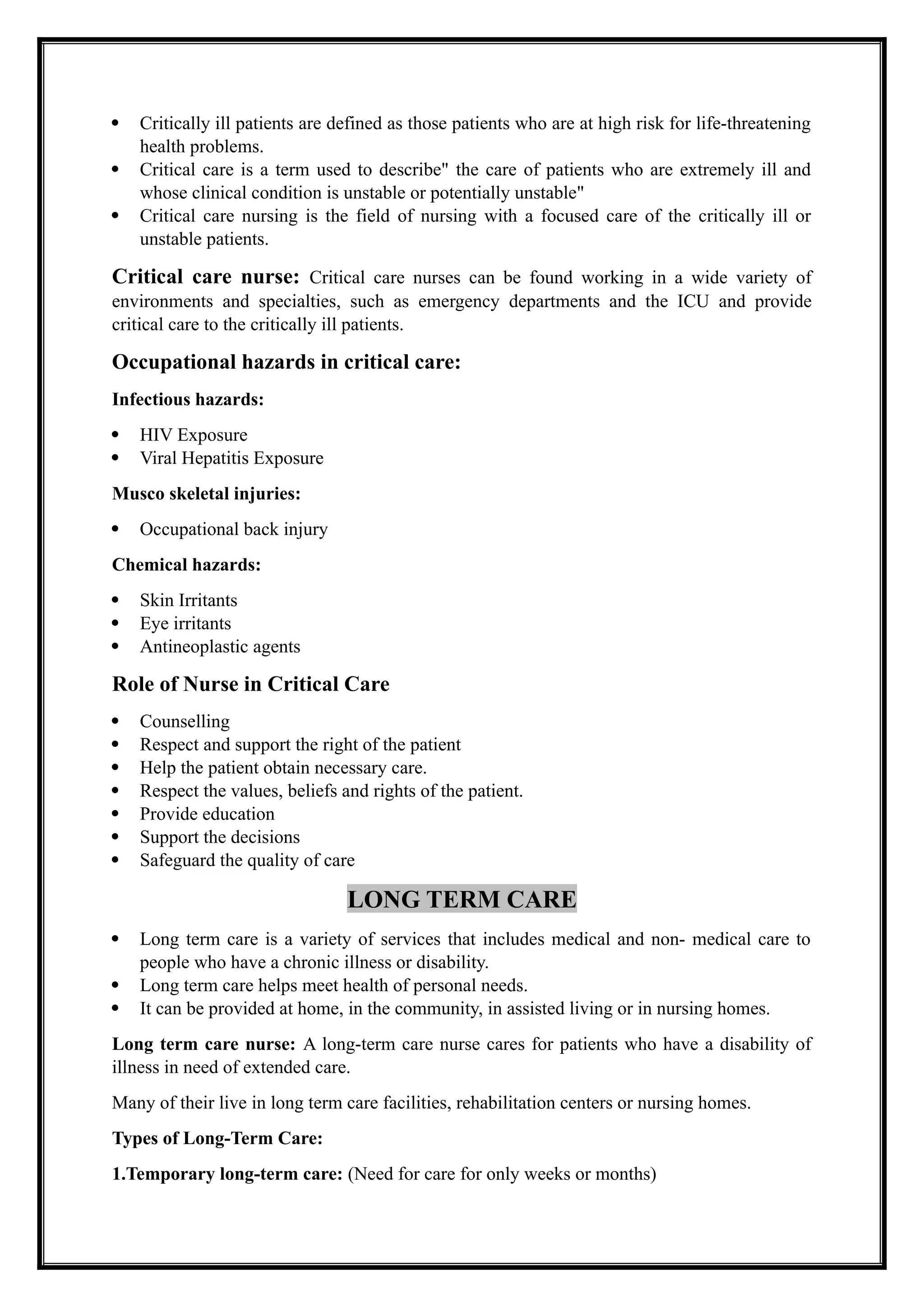 UNIT 03 CARE IN HOSPITAL SETTING..(M.Sc. Nursing 1st Year, Medical ...