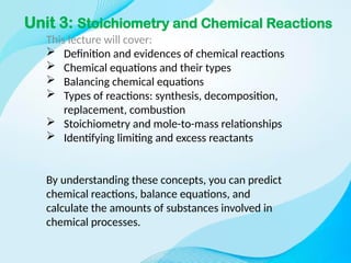 Unit _3_Chemical_Reactions: Study of chemical change processes | PPTX
