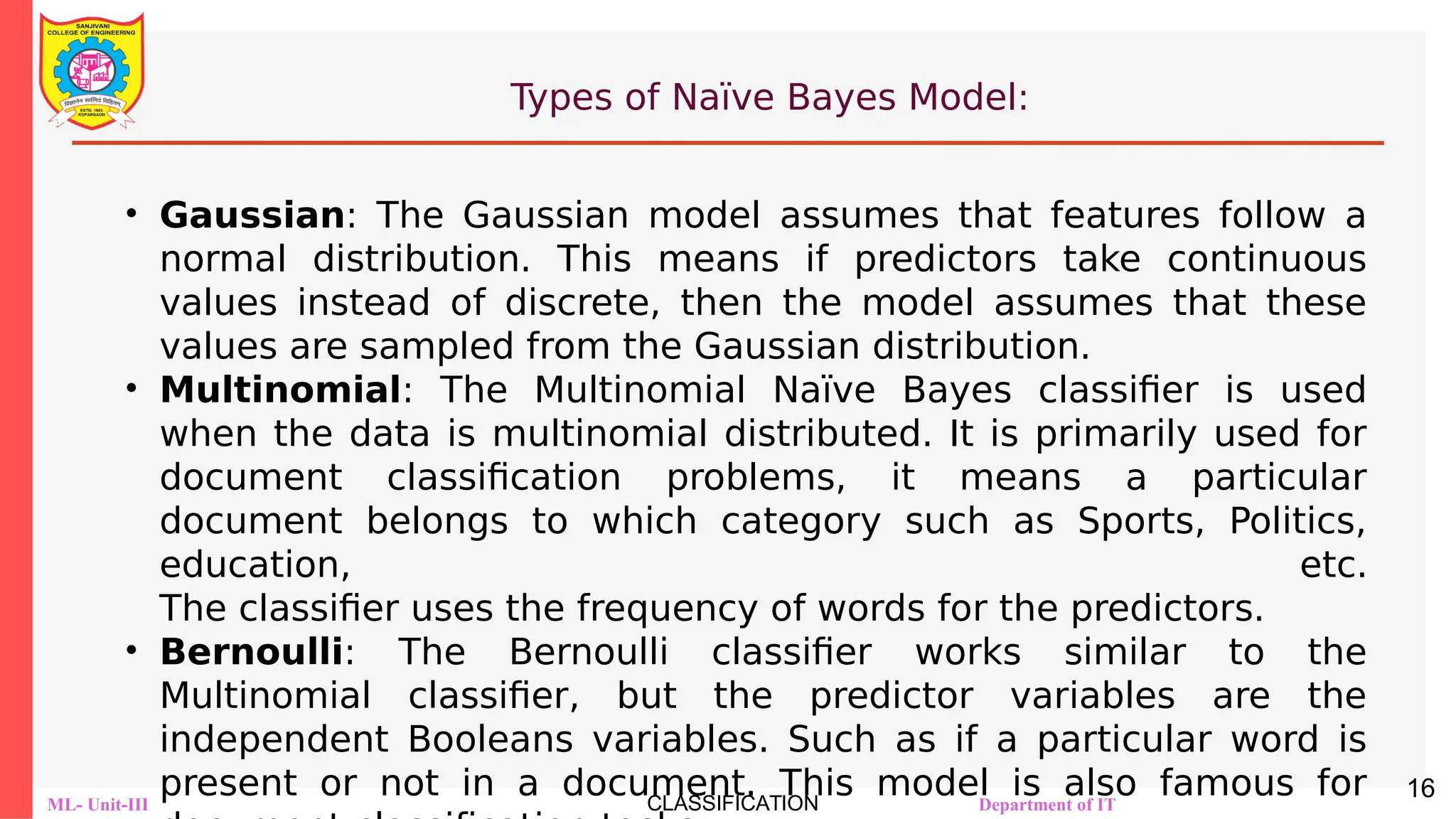 Unit3classificationbayesmachinelearningpdf
