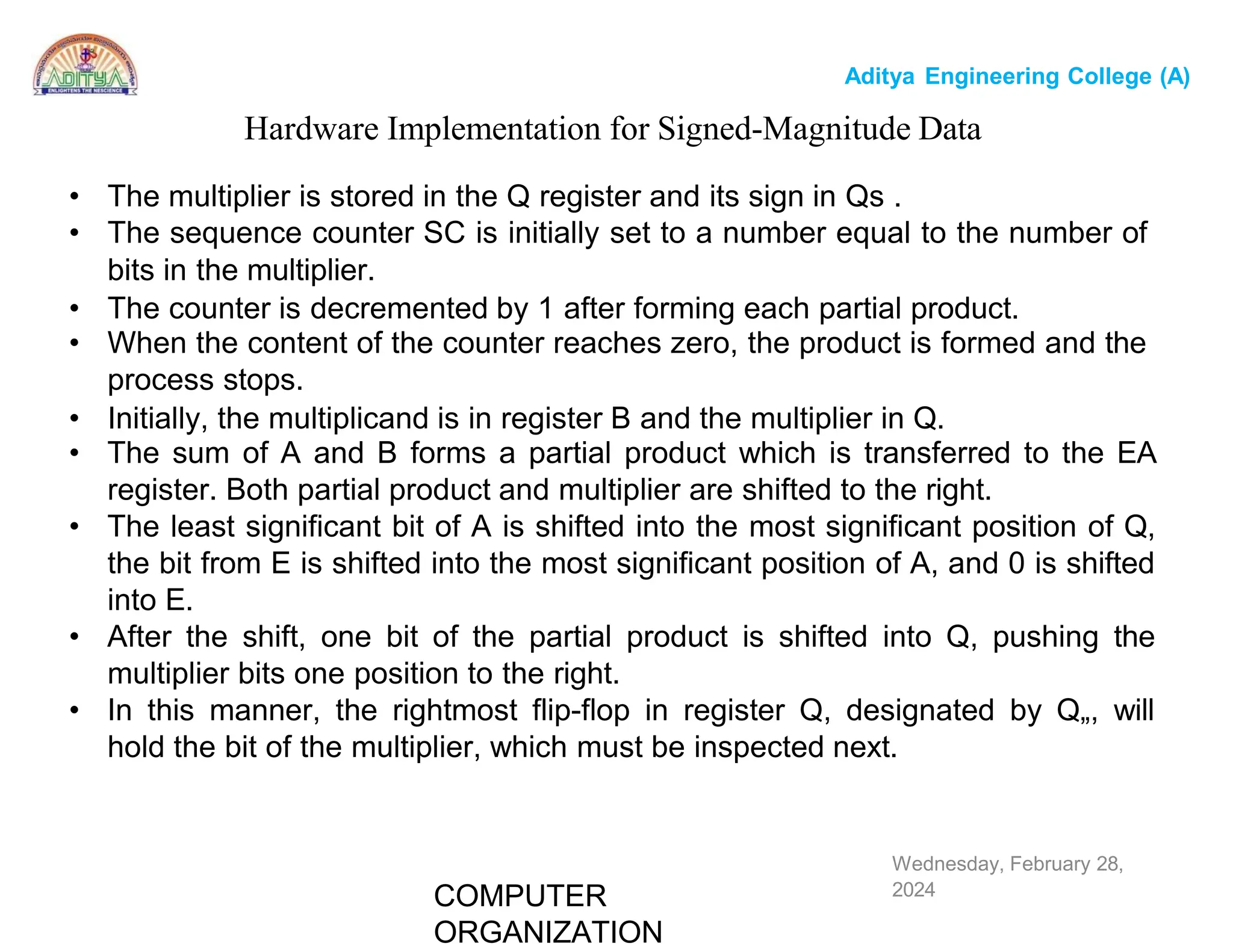 Computer organization algorithms like addition and subtraction and multiplication | PPTX