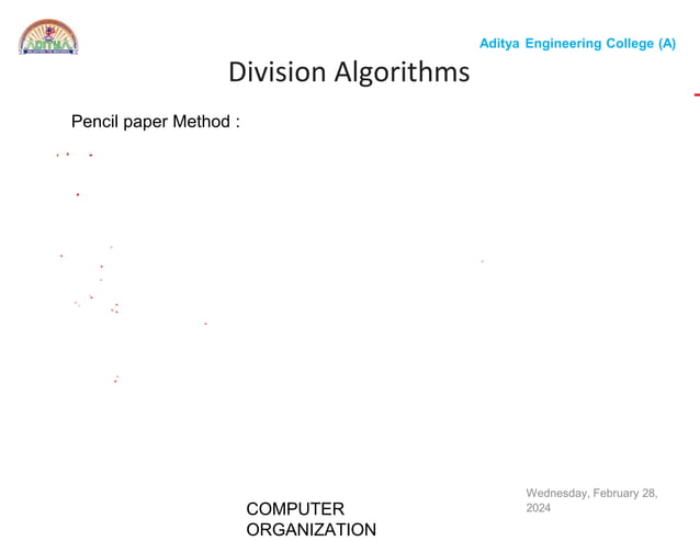 Computer organization algorithms like addition and subtraction and multiplication | PPTX