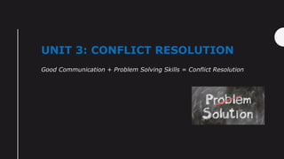 Unit 3 Conflict Resolution | PPTX | Family and Relationships