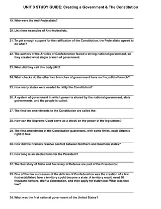 Unit 3 constitution study guide | PDF