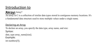 ARRAY's in C Programming Language PPTX. | PPT