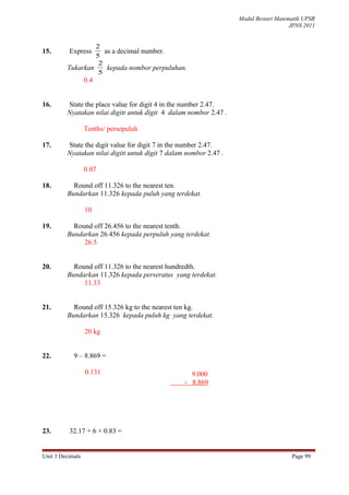Unit 3 decimals | PDF