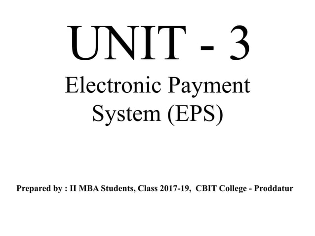 Electronic Payment System | PPT