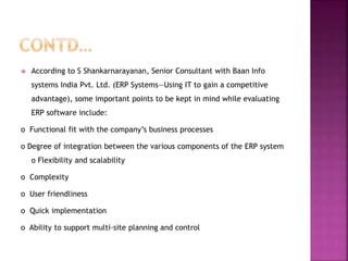 Enterprise Resource Planning Unit 3 Erp Implementation Pptx