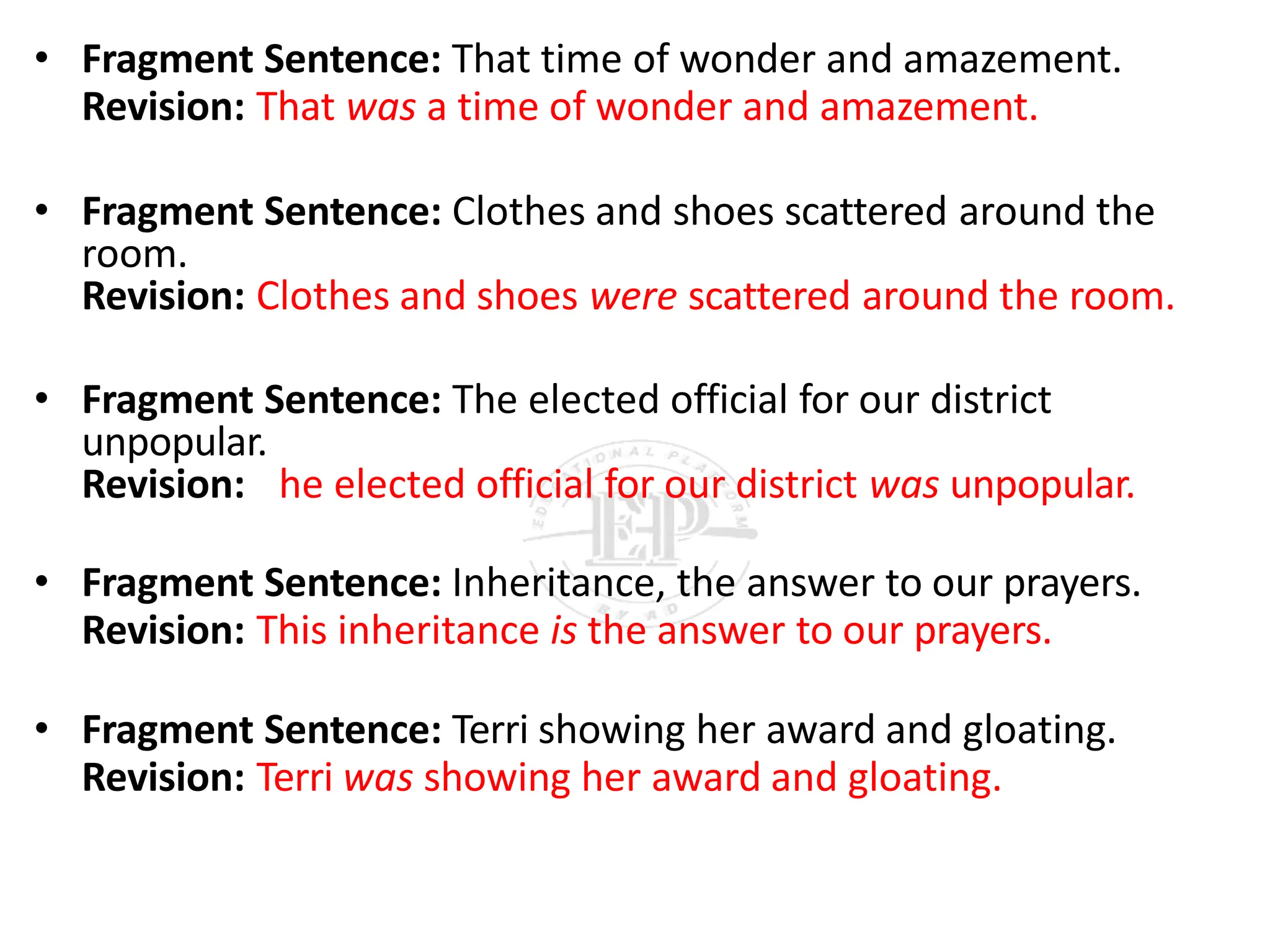 Unit 3 (E); Sentence Fragment, Educational Platform.pptx