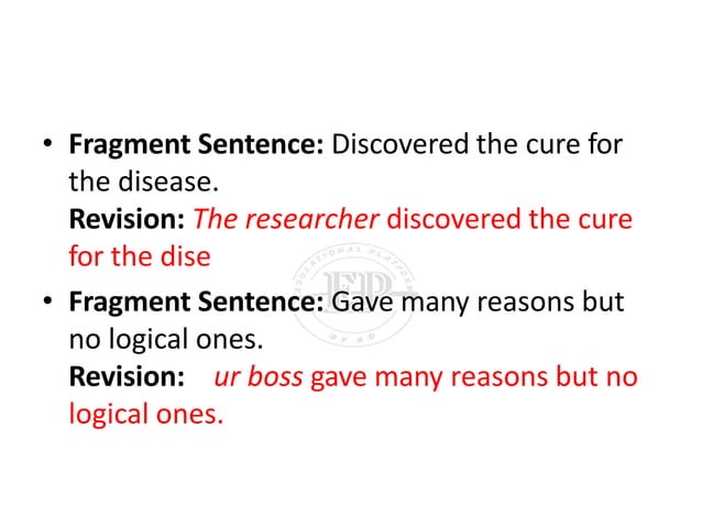 Unit 3 (E); Sentence Fragment, Educational Platform.pptx