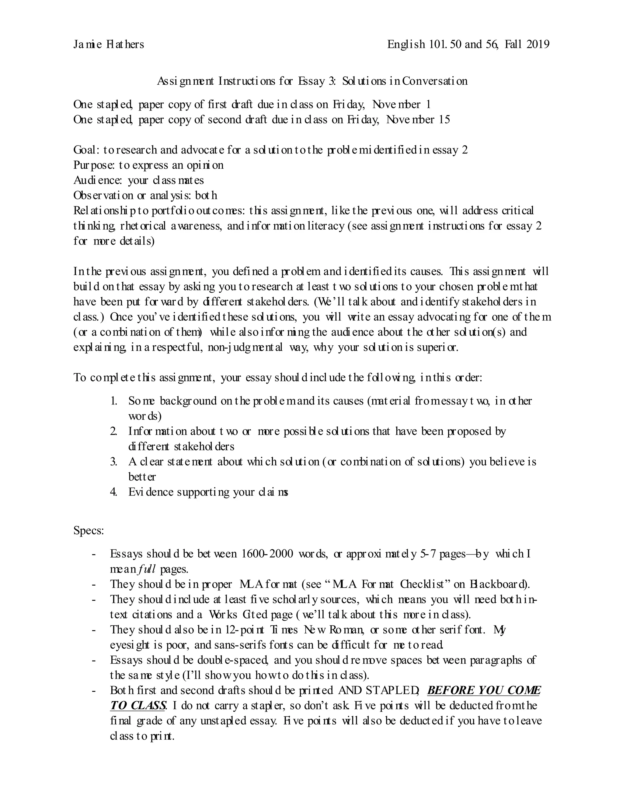 Unit3 essay instructions | PDF