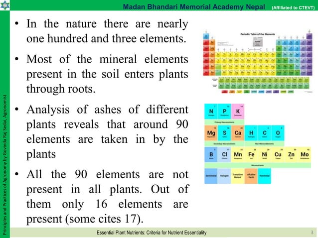 Unit 3 Essential nutrient elements.pptx | Agriculture | Industries