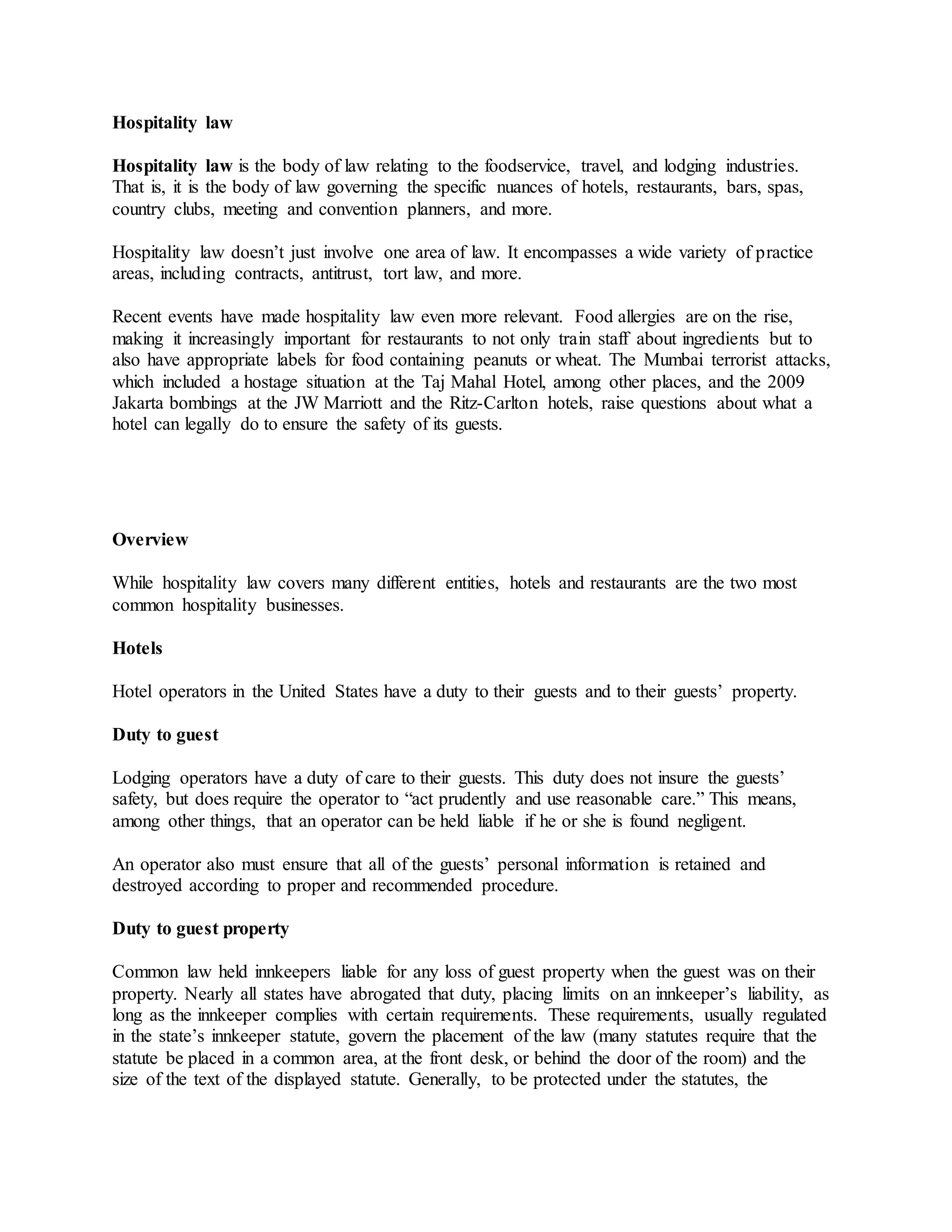 food & beverage service | DOCX | Food Industry | Industries