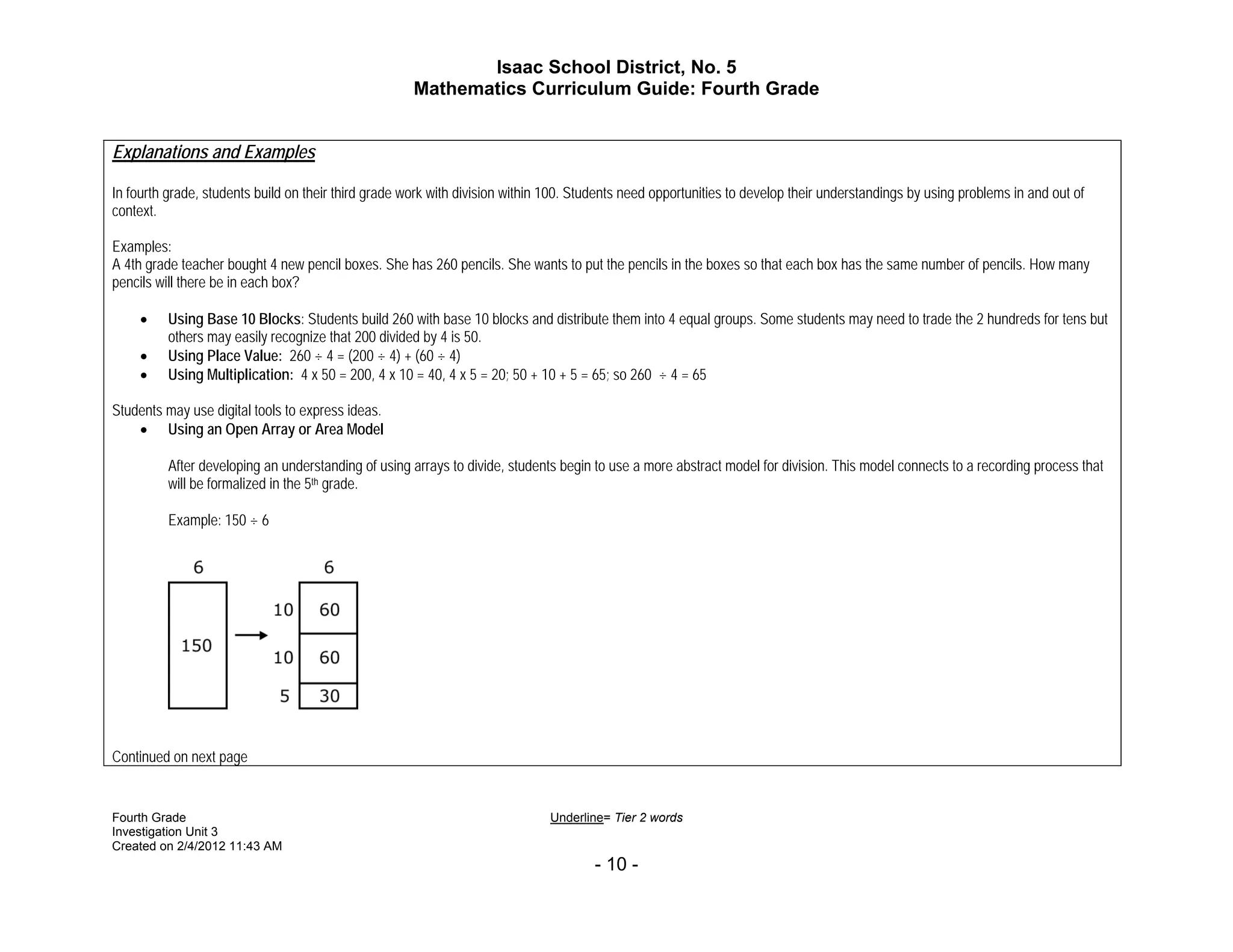 Unit 3 Fourth Grade 2012 2013 | PDF