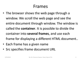 M.FLORENCE DAYANA WEB DESIGN -Unit 3 (frames) | PPT