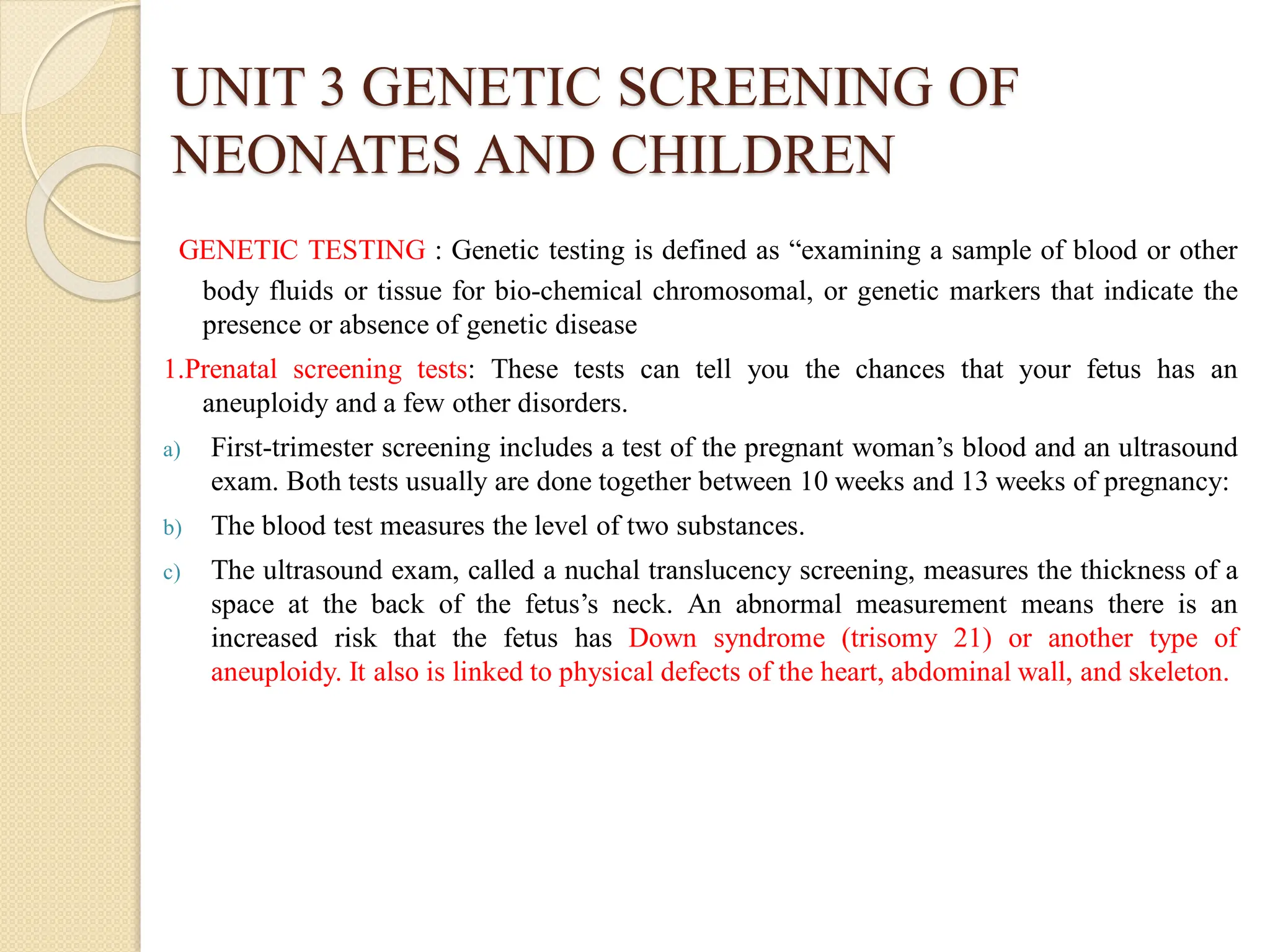 UNIT 3 GENETIC SCREENING OF NEONATES AND CHILDREN.pdf