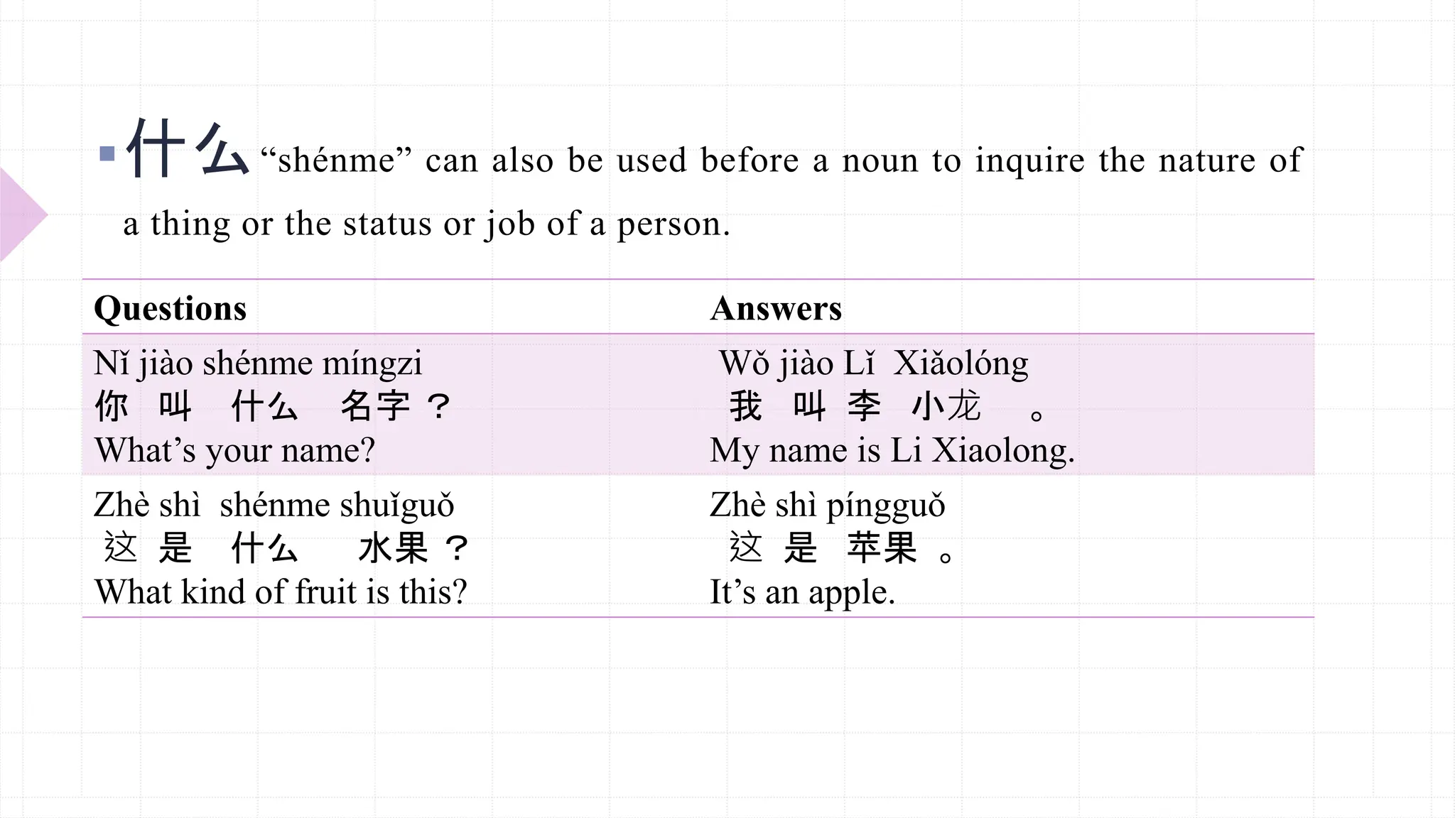 Unit 3 Grammar The interrogative pronoun 什么.pptx