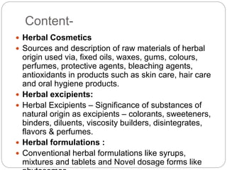 Herbal Cosmetics | PPTX