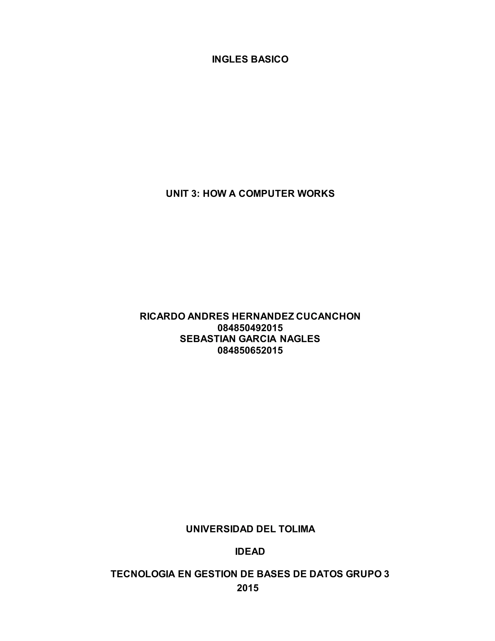 Unit 3 how a computer works | DOCX