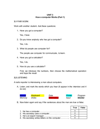 Unit 3 how a computer works | PDF