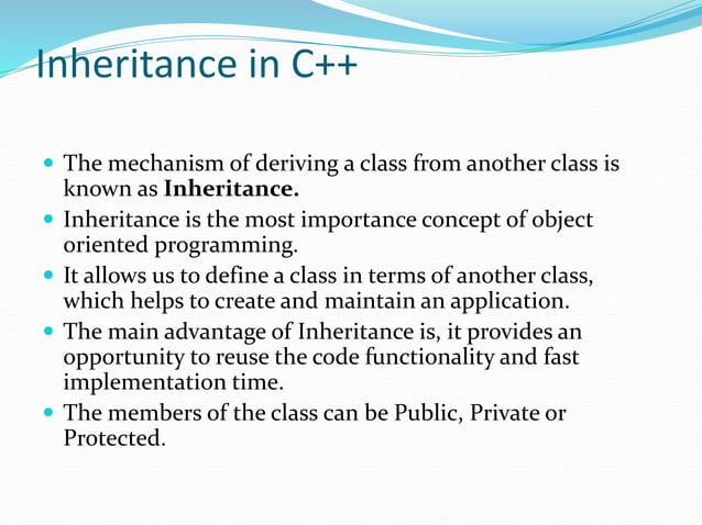Inheritance in c++ | PPTX | Programming Languages | Computing