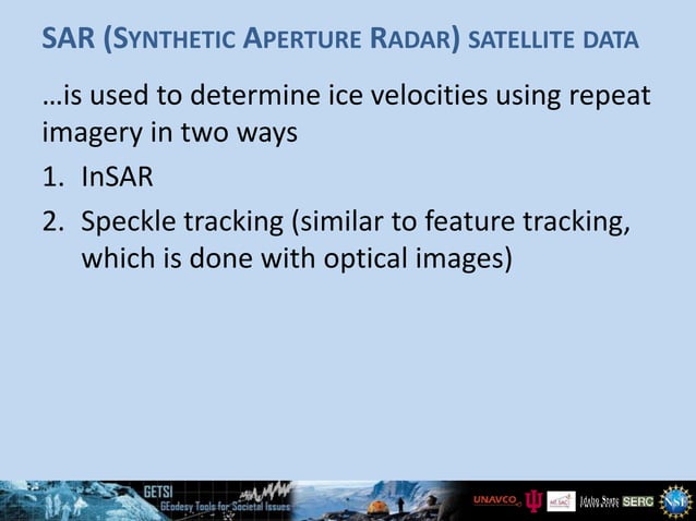 Overview of using InSAR to measure ice velocity | PPTX