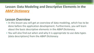 Unit 3 - Transparent tables in the ABAP Dictionary | PPT